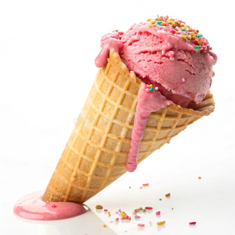 Sweet Ice Cream Cone Isolated on Transparent Background Stock ...