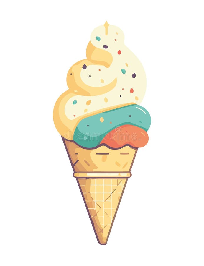 Sweet Ice Cream Cone with Topping Icon Stock Vector - Illustration of ...