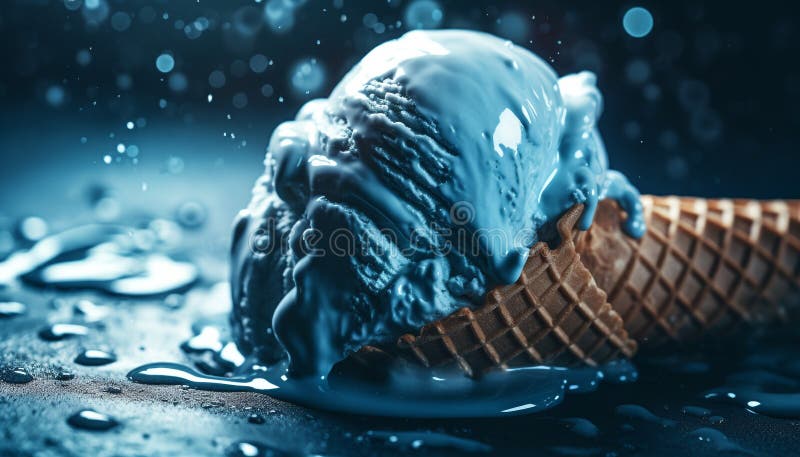 Sweet Ice Cream Drop Melts into Refreshing Liquid Chocolate Shape ...