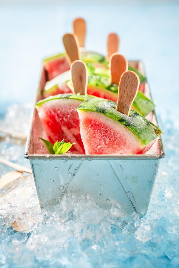 Sweet Ice Cream Made of Watermelon on Cold Ice Stock Photo - Image of ...