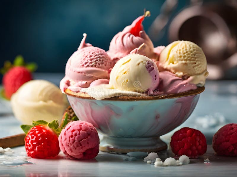 Sweet ice cream on table stock illustration. Illustration of sweet ...