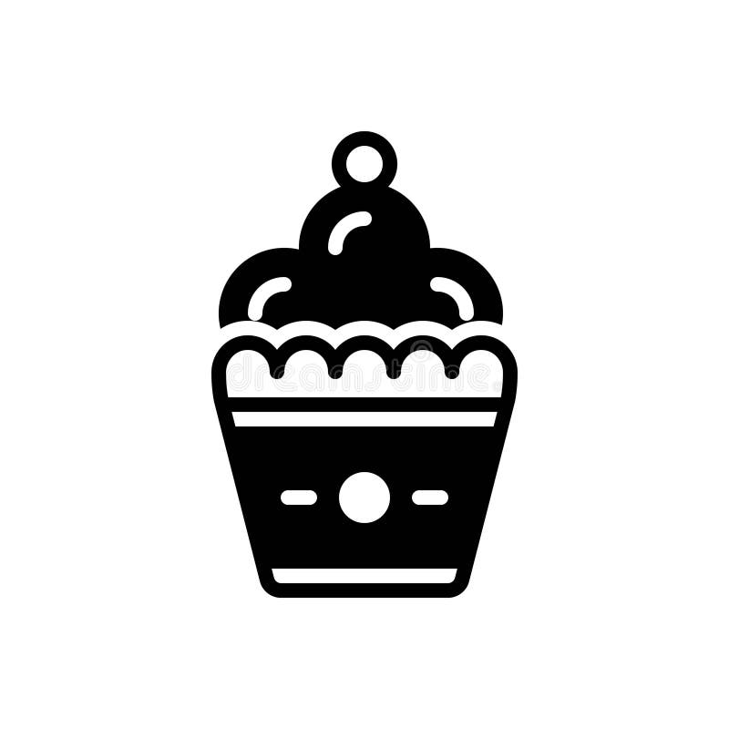 Black Solid Icon for Sweet, Sugary and Cupcake Stock Illustration ...