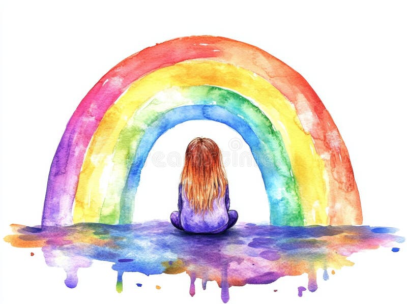 Sweet Illustration of a Child Using a Water Technique, Made for a Book ...