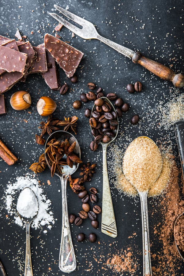 Sweet Ingredients and Chocolate on a Table Stock Photo - Image of ...