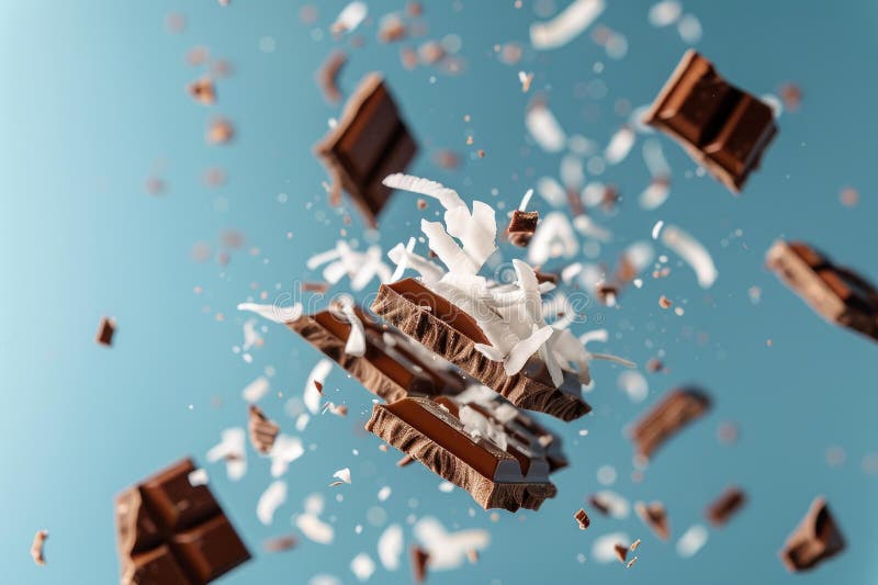 Sweet Ingredients Falling and Exploding on Light Blue Background Stock Photo - Image of dynamic ...