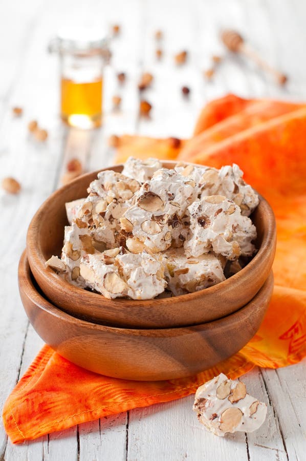 Nougat with nuts stock image. Image of life, napkin, nougat - 30201133