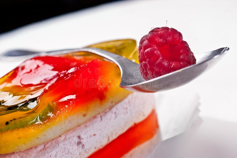 Sweet Jelly Cake with Raspberry Stock Photo - Image of diet, cherry ...