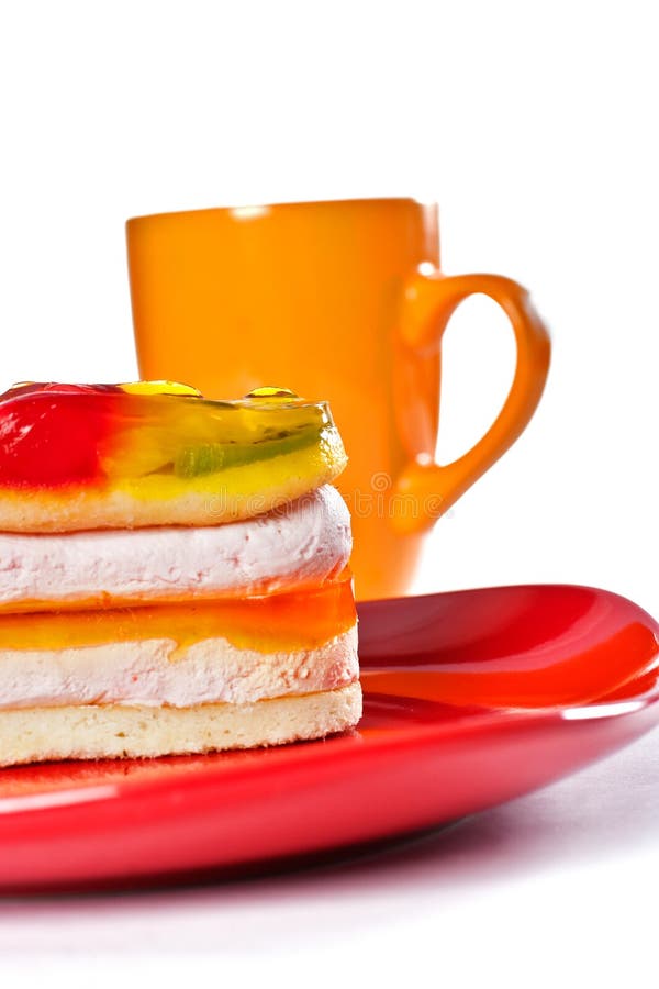 Sweet Jelly Cake with Tea Mug Stock Image - Image of gourmet, cooking ...
