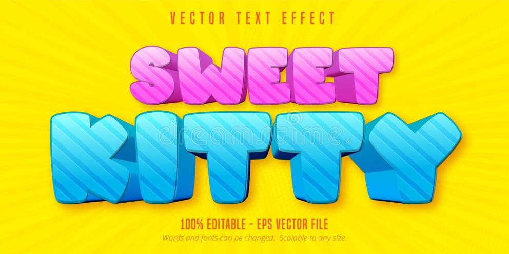 Sweet Kitty Text, Cartoon Style Editable Text Effect Stock Vector ...