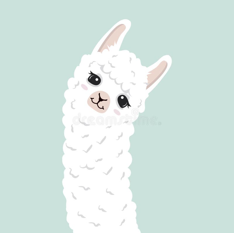 Sweet Lama Alpaca Head with Face Stock Vector - Illustration of llama ...