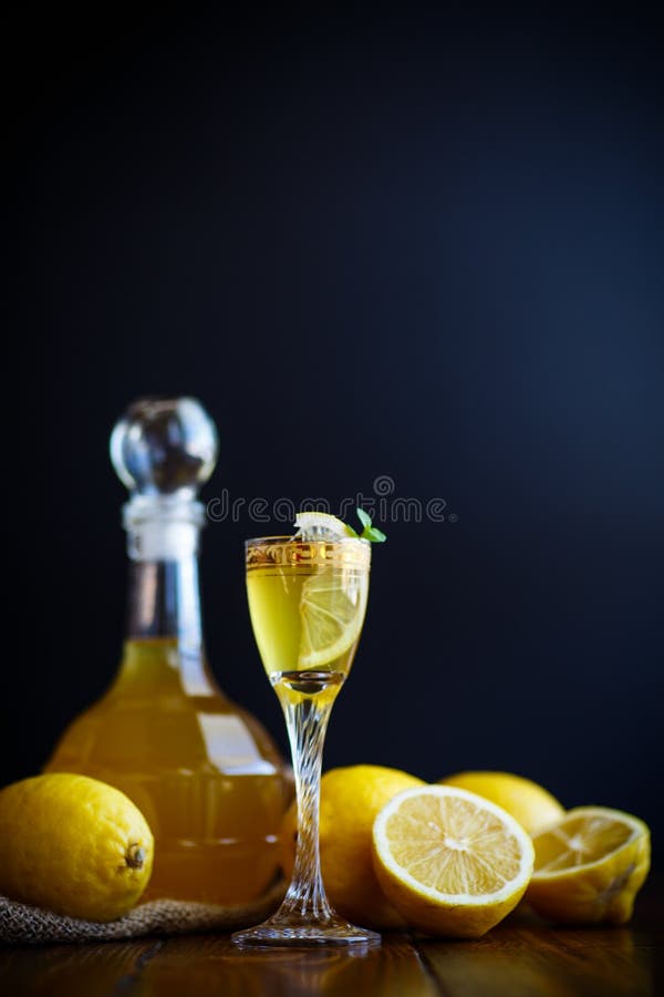 Sweet Lemon Alcoholic Brandy In The Decanter Stock Photo - Image of ...