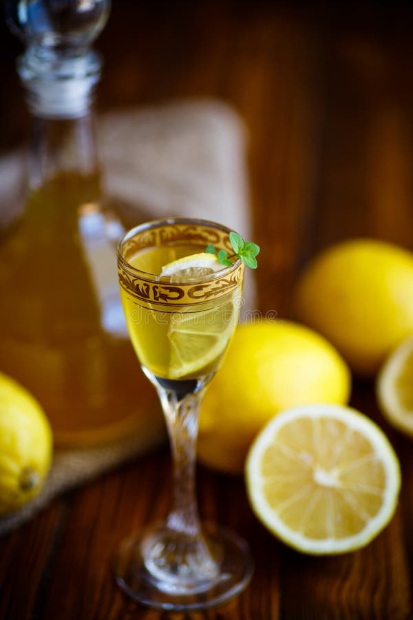 Sweet Lemon Alcoholic Brandy in the Decanter Stock Image - Image of ...