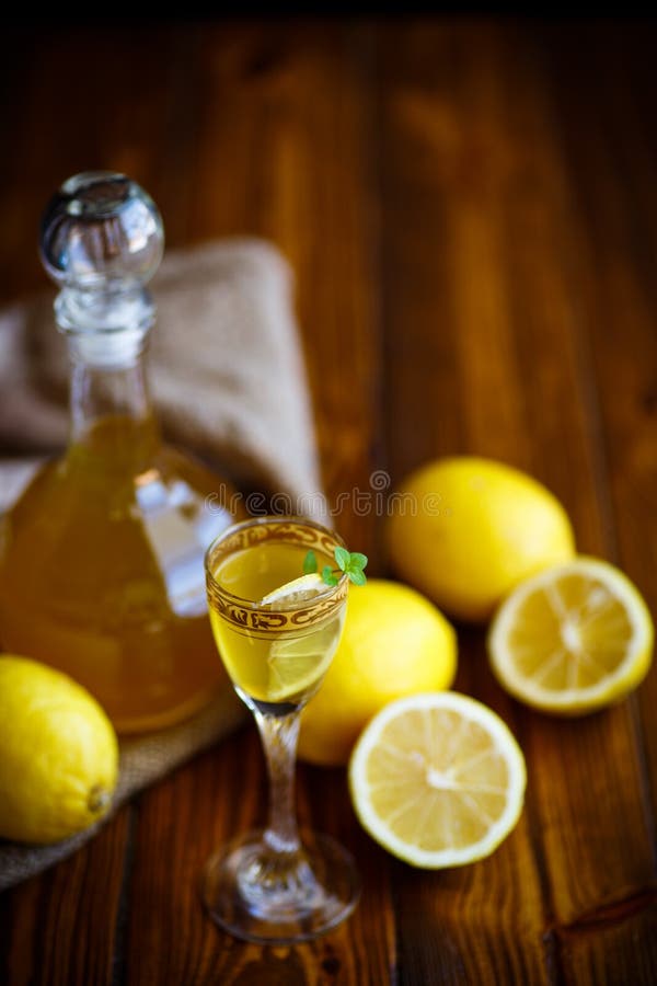 Sweet Lemon Alcoholic Brandy in the Decanter Stock Image - Image of ...