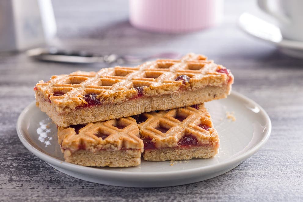 Sweet Linzer Cake on Plate on Kitchen Table Stock Photo - Image of ...