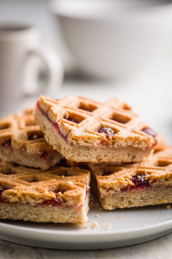 Sweet Linzer Cake on Plate on Kitchen Table Stock Image - Image of ...