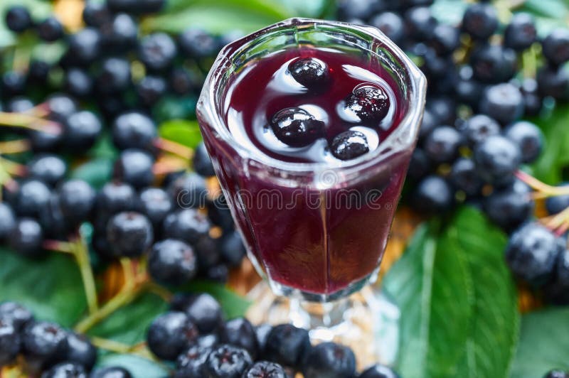 Sweet Liqueur Made From Ripe Cornelian Cherry Stock Photo - Image of ...