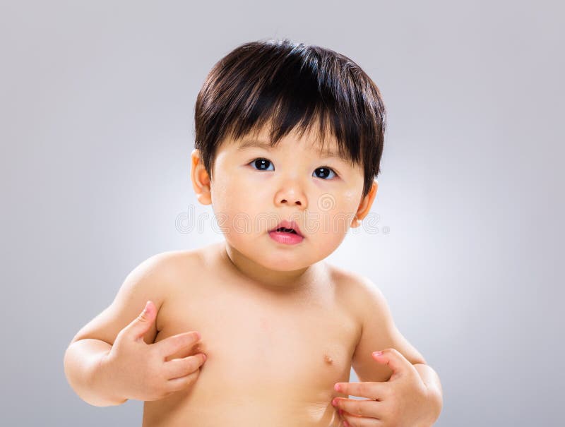 Sweet Little Boy Scratching Body Stock Image - Image of portrait ...