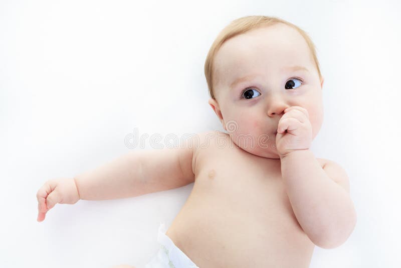 Sweet Little Boy in Studio White Background Stock Image - Image of ...
