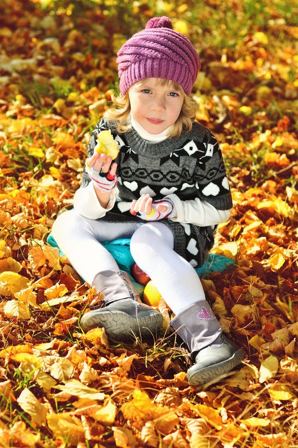 Sweet Little Girl in Fall Time Stock Image - Image of girl, child: 57676221