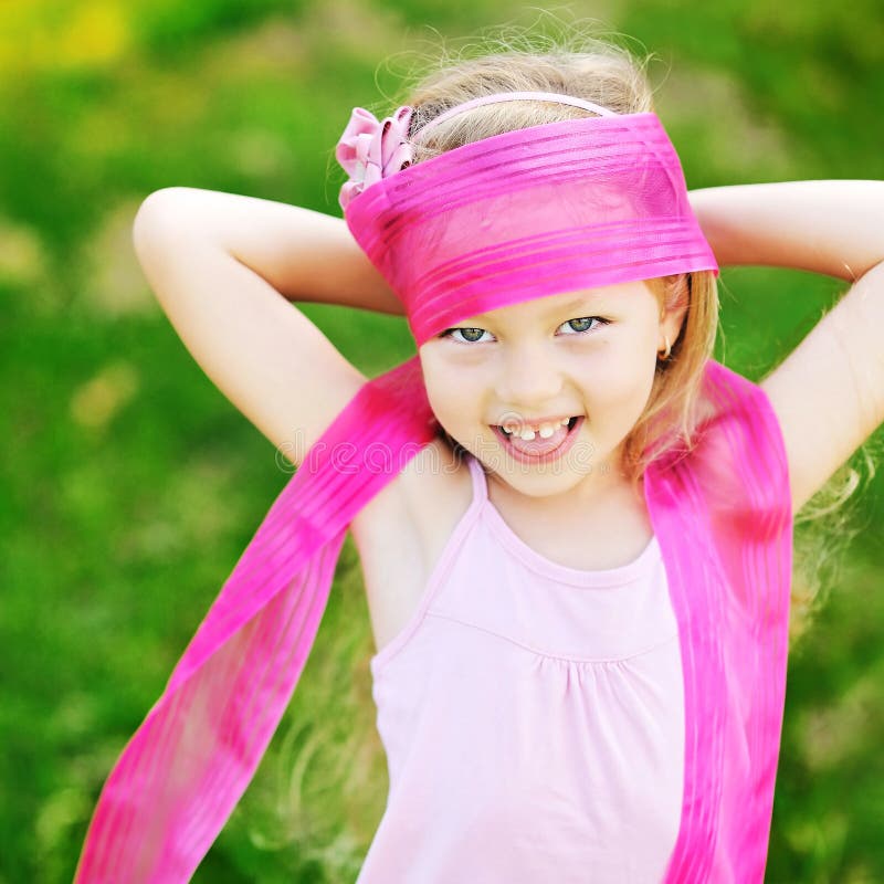 Sweet Little Girl Having Fun in a Park Stock Photo - Image of lovely ...