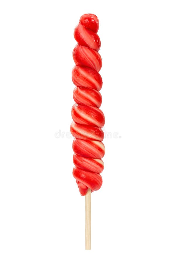 Sweet Lollipop Red Color Isolated on White Stock Photo - Image of ...