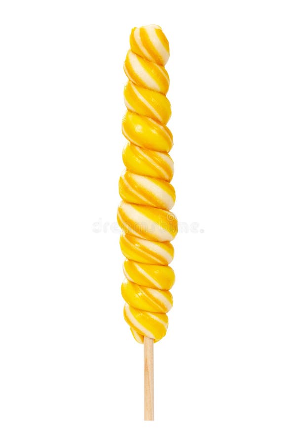 Sweet Lollipop Yellow Color Isolated on White Stock Image - Image of ...
