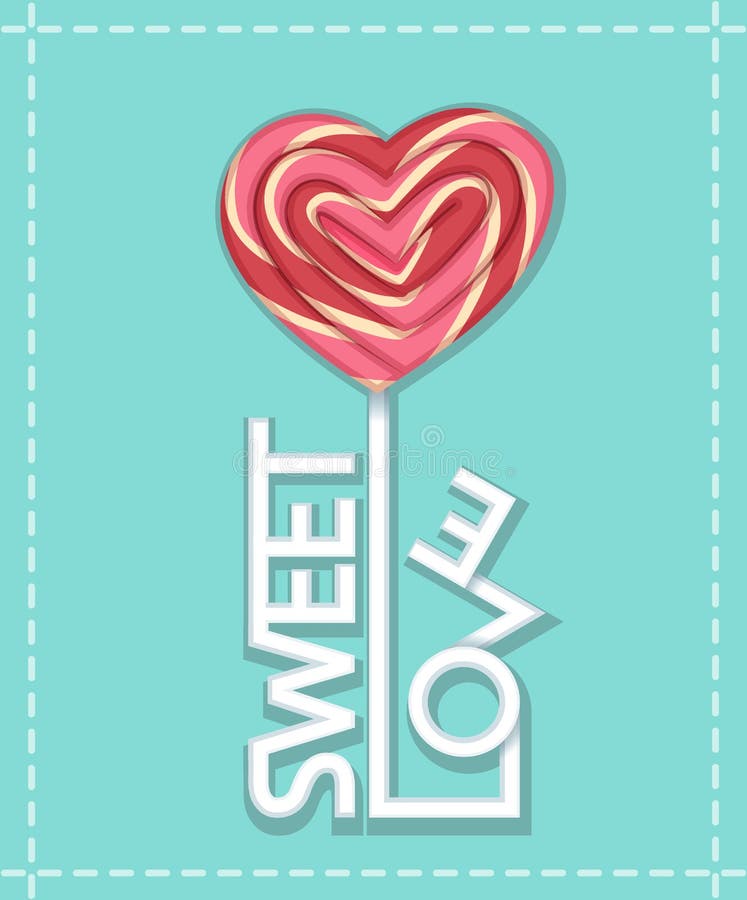 Sweet love candy stick stock vector. Illustration of colorful - 84469364