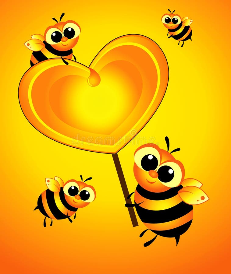 Cute Bee Holding Love Heart Stock Vector - Illustration of holding ...