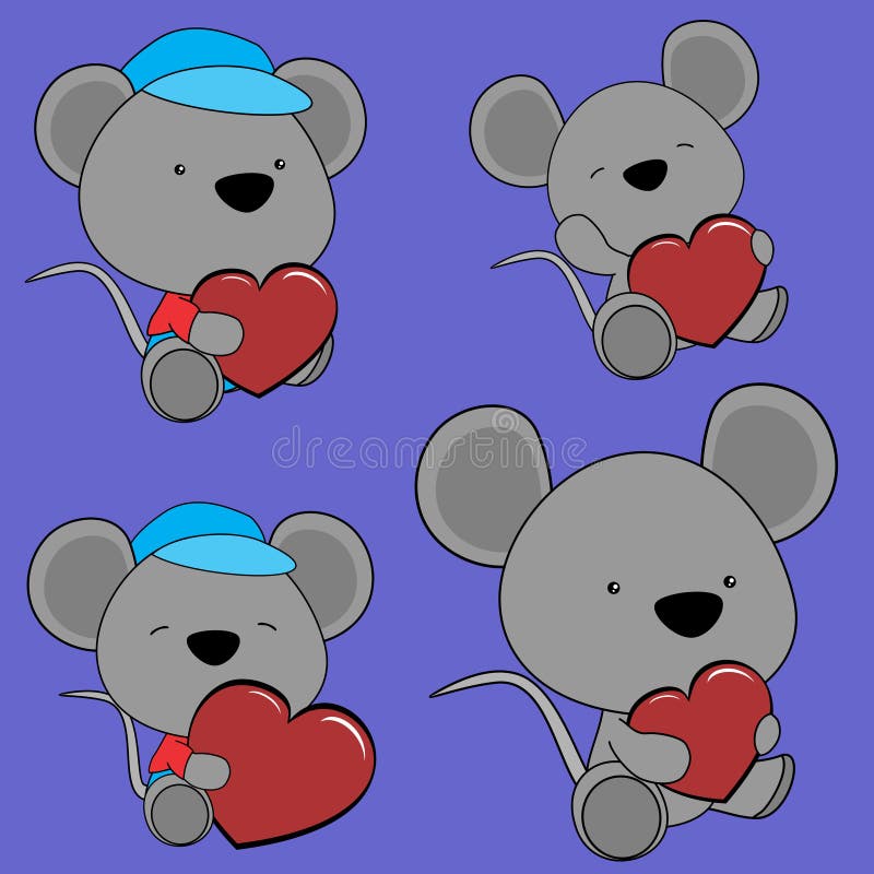 Sweet Lovely Baby Mouse Cartoon Set Stock Vector - Illustration of ...