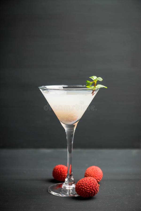 Sweet Lychee Martini on the Rustic Background Stock Photo - Image of ...