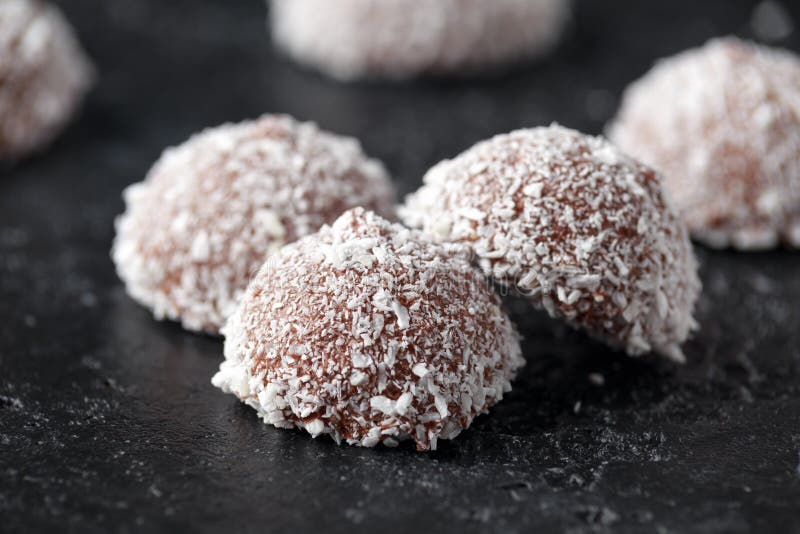 Sweet Mallow Snowballs with Chocolate Coating and Coconut Stock Image ...