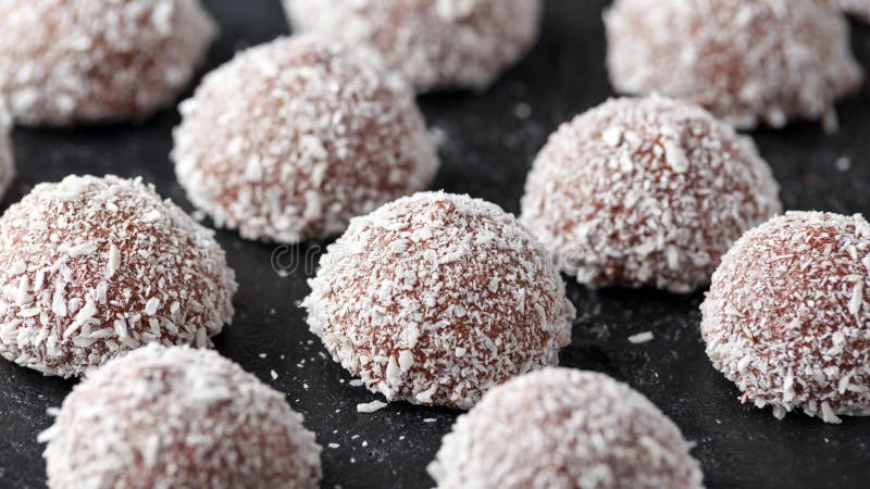 Sweet Mallow Snowballs with Chocolate Coating and Coconut Stock Image ...