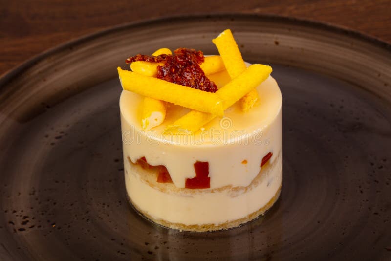 Sweet Mango mousse stock photo. Image of closeup, mirror - 124495226