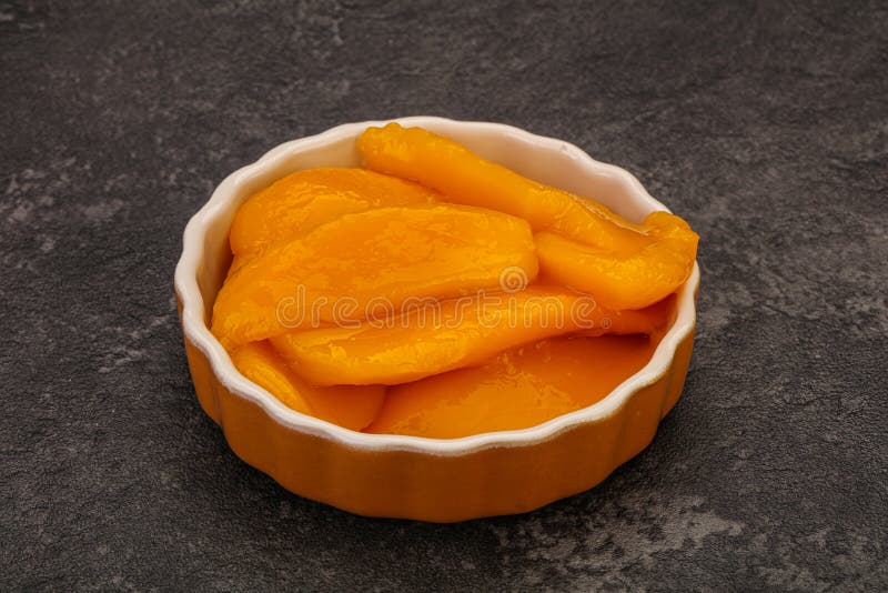 Sweet Mango Slices in Syrop Stock Photo - Image of fruit, silver: 190719052