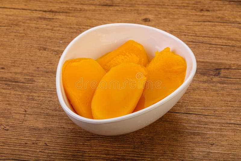 Sweet Mango Slices in Syrop Stock Image - Image of white, cold: 195202125