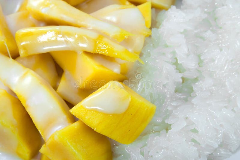 Sweet Mango and Sticky Rice with Coconut Milk Stock Image - Image of ...
