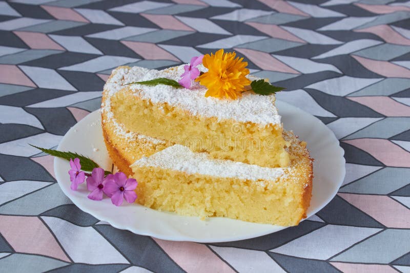 Sweet Mannik Pie, Semolina Pie for Dessert, Dessert on a Plate on the ...