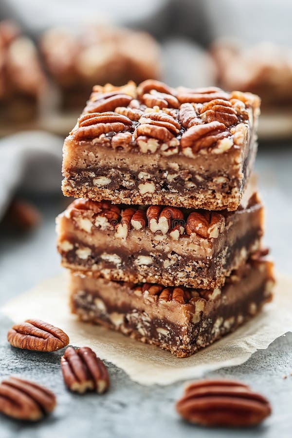 Sweet Maple Pecan Bars Stacked with Nuts Stock Image - Image of caramel ...