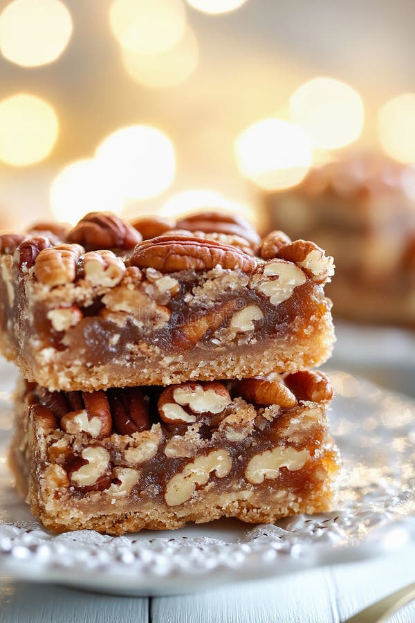 Sweet Maple Pecan Bars Stacked with Nuts Stock Image - Image of table ...