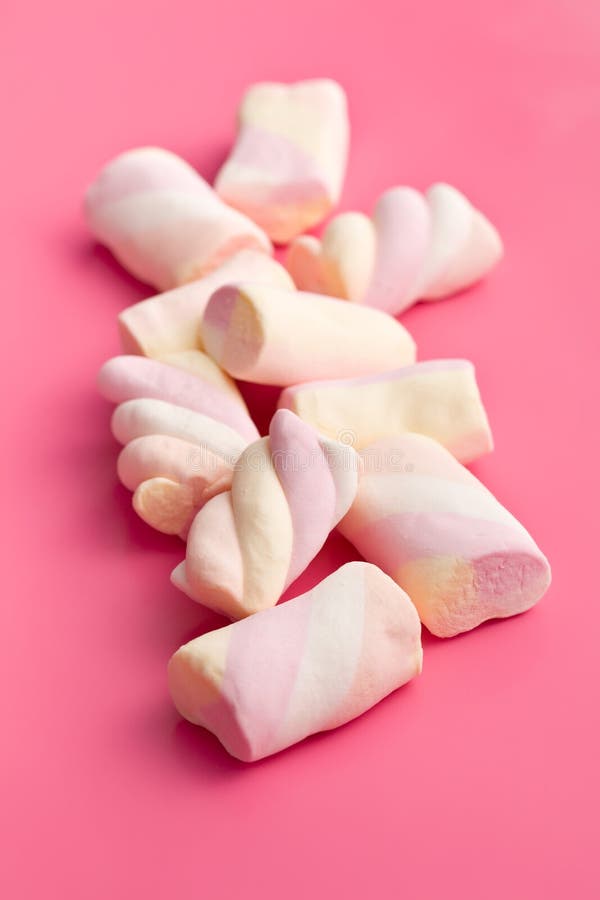 Sweet Marshmallow on Pink Background Stock Image - Image of dessert ...