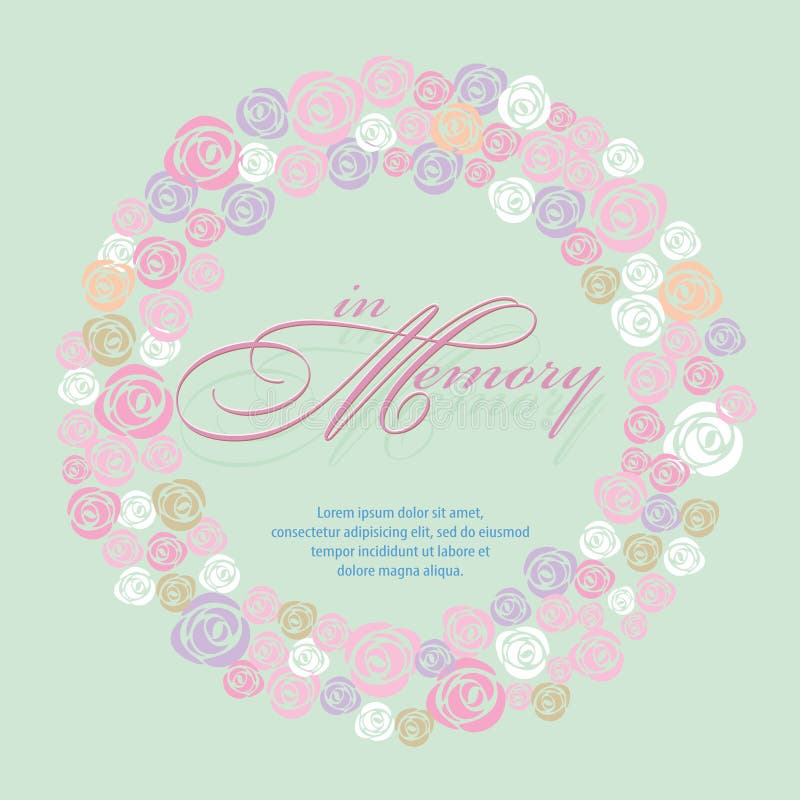 Sweet in Memory with ROSE Wreath Stock Vector - Illustration of thick ...