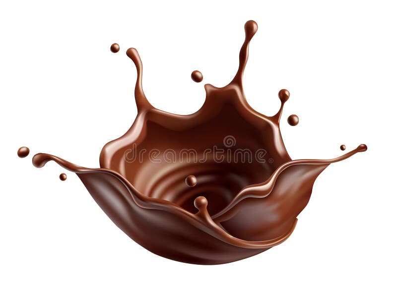 Sweet Milk Chocolate Splash with Drops, Bubbles and Blots. Melting ...