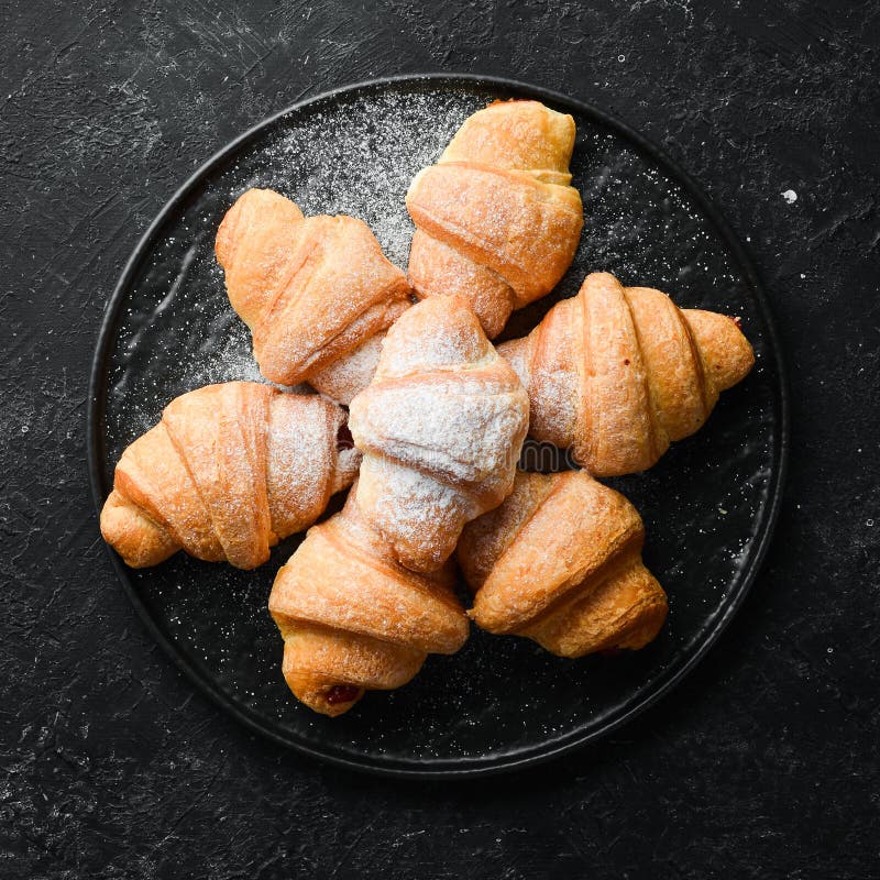 Sweet Mini Croissants with Jam. Baking Stock Image - Image of bread ...
