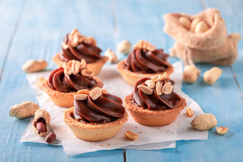 Sweet Mini Tartlets Made of Peanuts and Caramel Stock Photo - Image of ...
