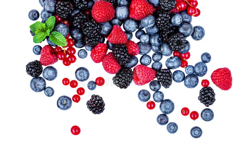 Sweet Mix Berries Isolated White Background Top View Berry Border Frame ...