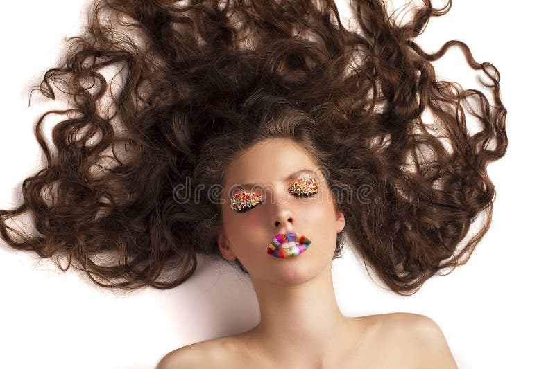 Sweet Model Posing with Closed Eyes Stock Image - Image of delicious ...