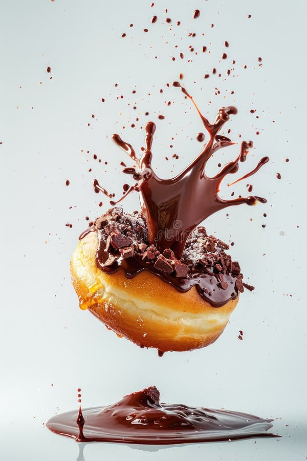A Sweet Moment Captured As a Chocolate-covered Donut Falls into a Pool ...