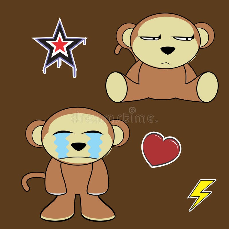 Crying Monkey Expression Cartoon Giftcard Stock Vector - Illustration ...