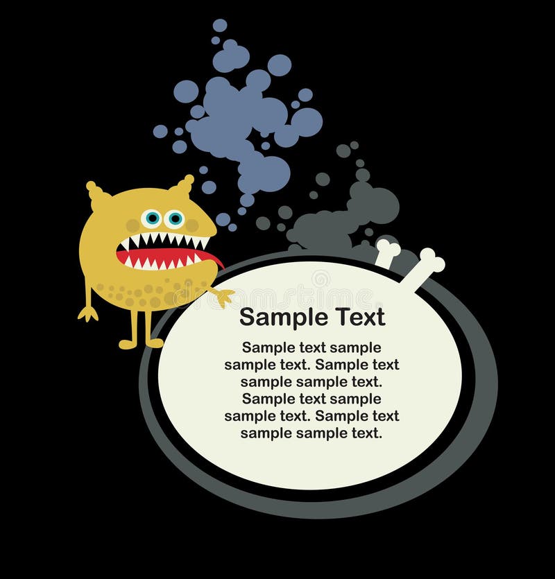Sweet Monster and Banner with Bone. Stock Vector - Illustration of cute ...