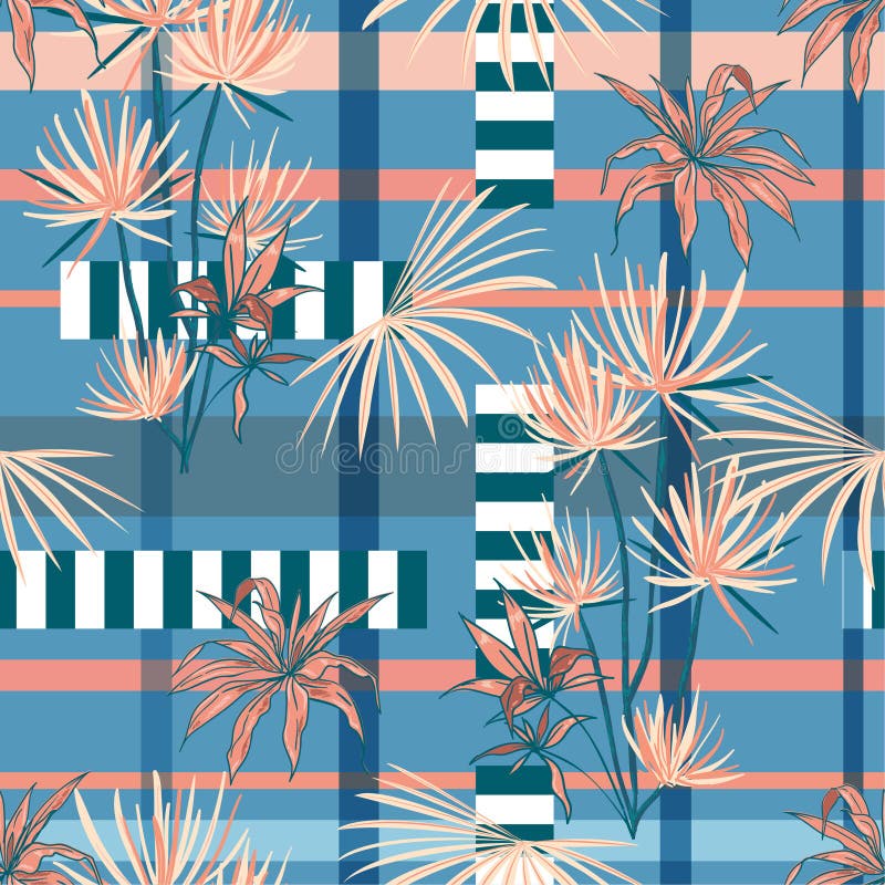 Sweet Mood in a Modern Tropical Plam Trees and Leaves Mixed Wit Stock ...